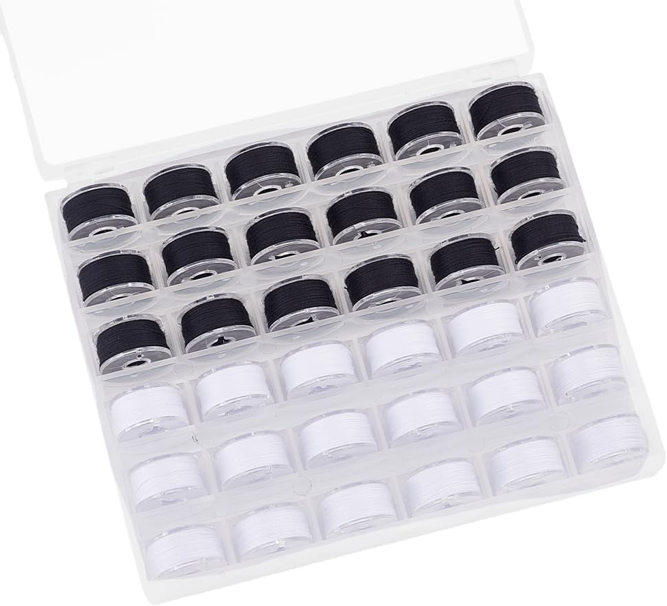 36 Pcs Black White Prewound Bobbin Thread Size A SA156 Polyester Sewing ...
