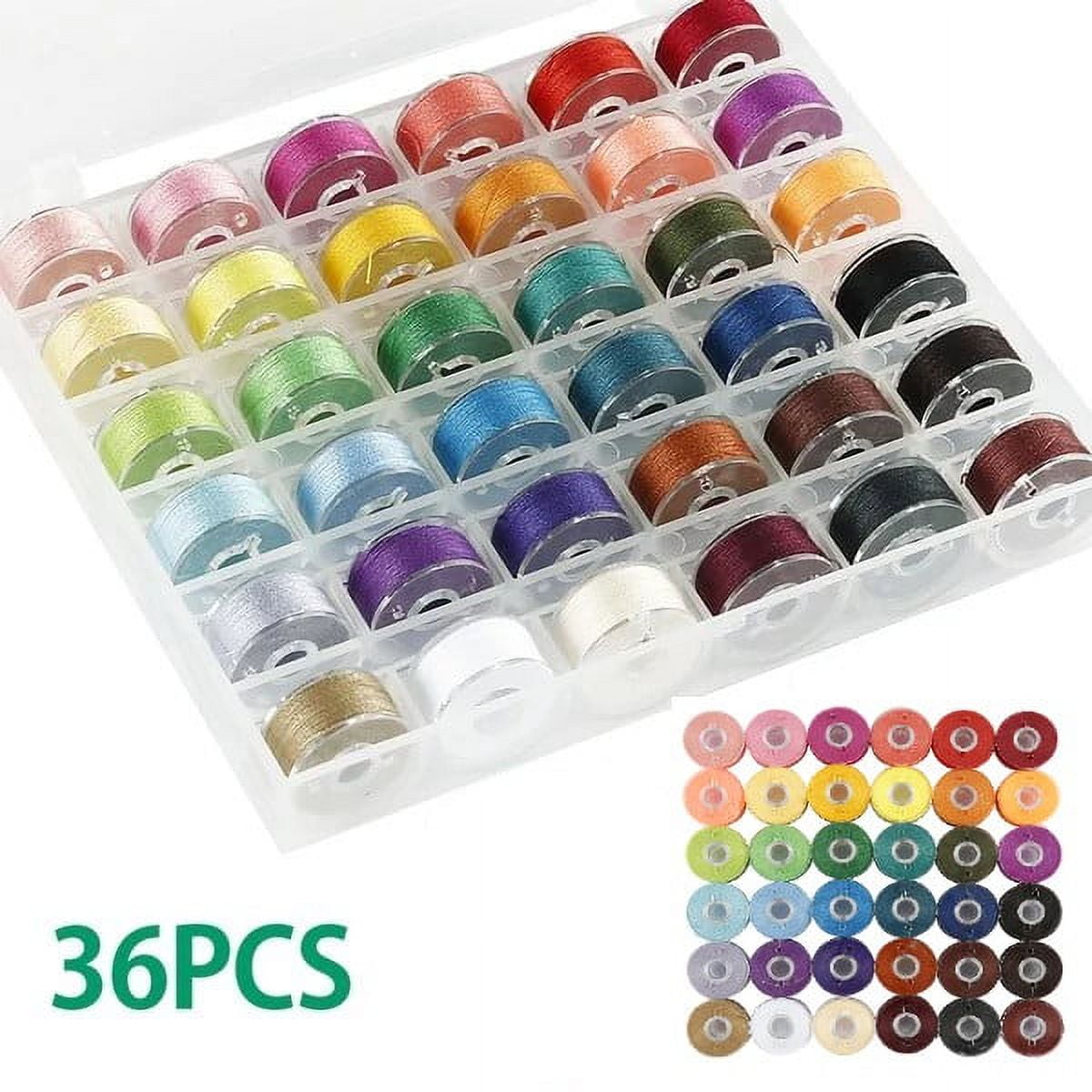 Tcwhniev 36 Pcs Sewing Thread Kit, Polyester Bobbins for Machine ...