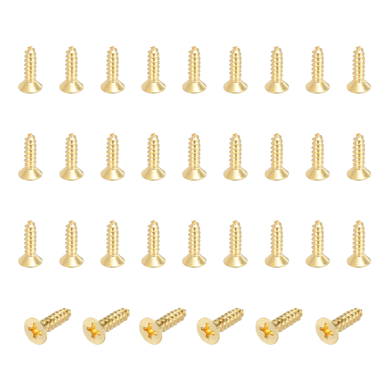 36 Pcs Brass Screws, M3.5 x 12mm Solid Phillips Flat Head Self-Tapping ...