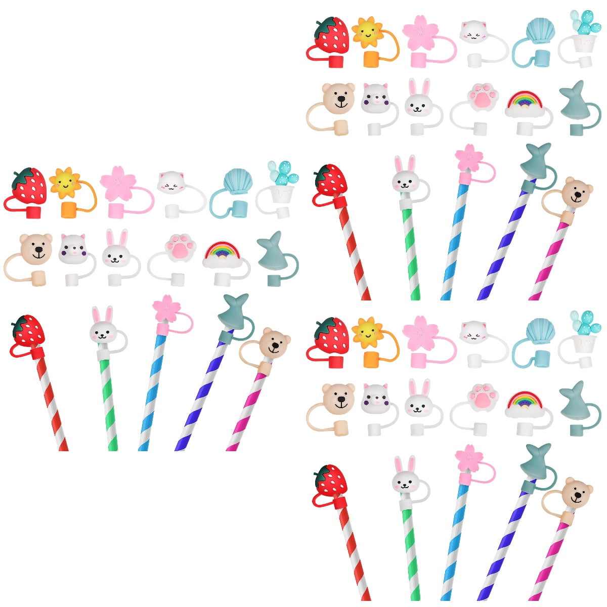 36 Pcs Cap Coffee Carafe Straws Straw Cover Stainless Steel Water ...