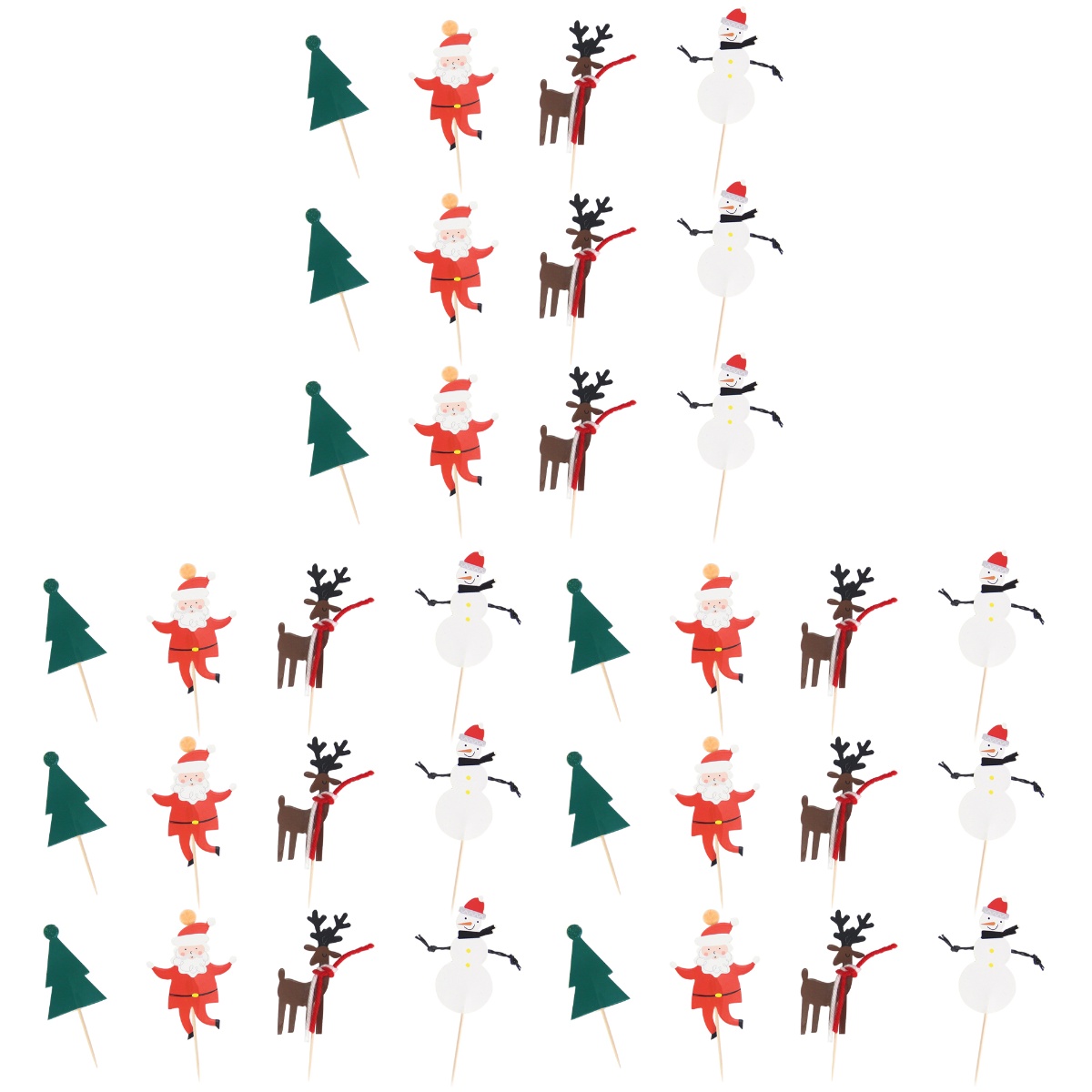 36 Pcs Christmas Cake Toppers Set, Festive Paper Cake Decorations for ...