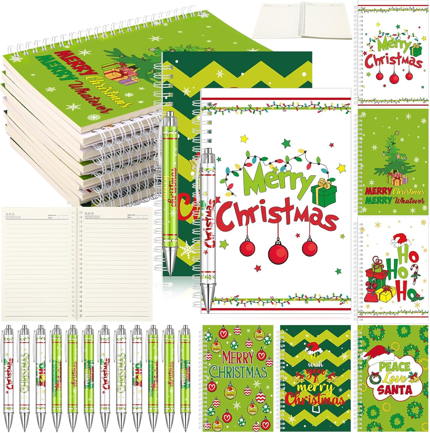 36 Pcs Christmas Notepads with Pens Notebook Merry Christmas Memo Cute ...