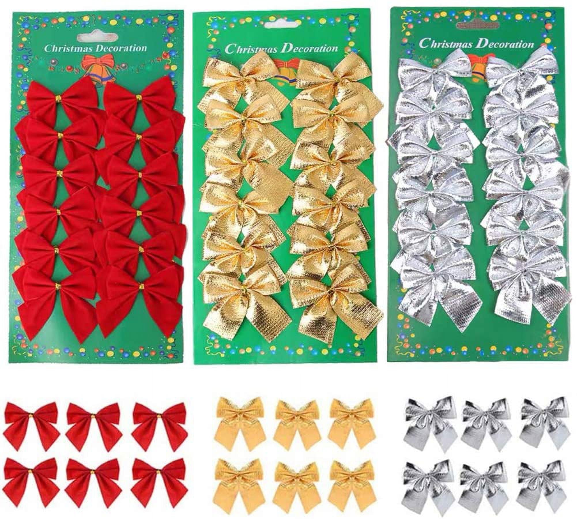 36 Pcs Christmas Tree Bows,Jinswick 2 inch Mini Ribbon Bows Ornaments ...