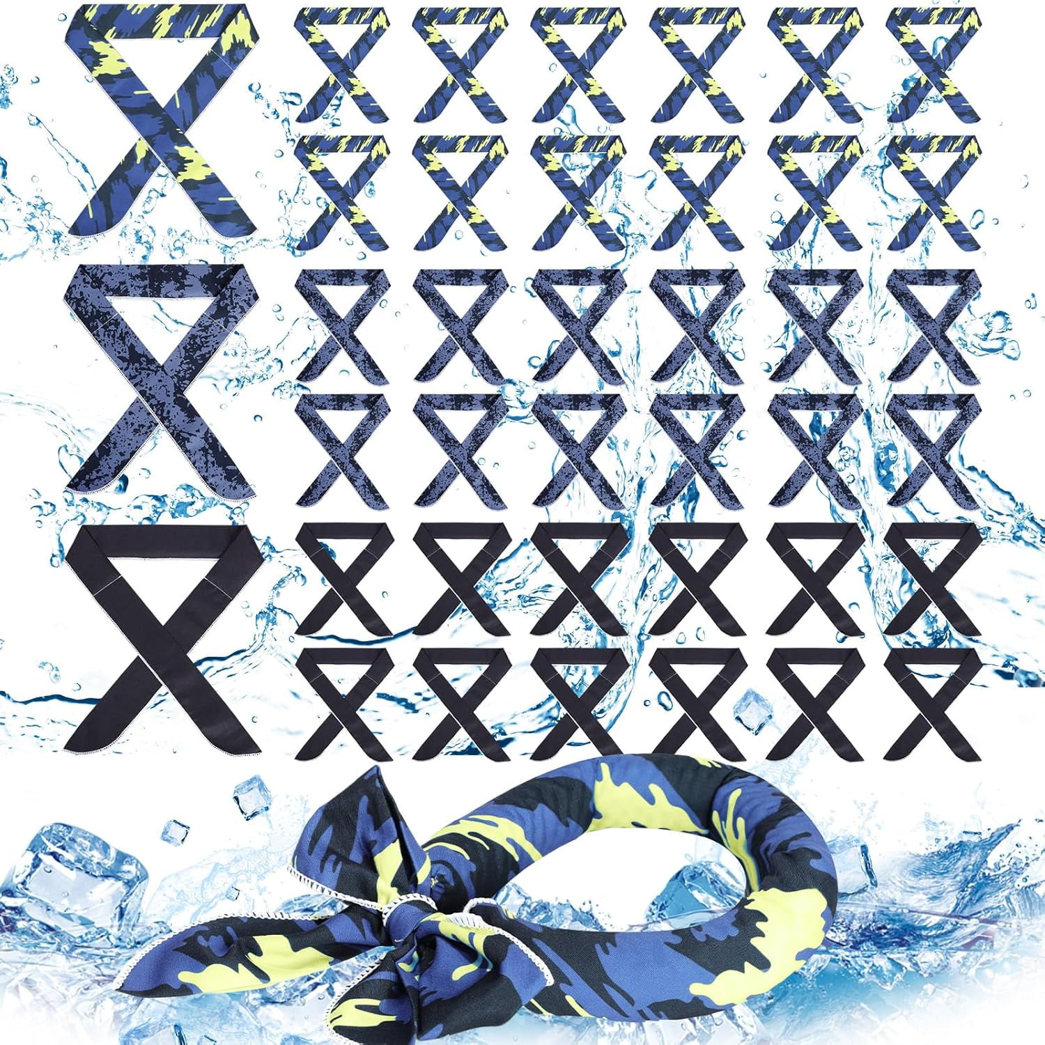 36 Pcs Cooling Scarf Neck Wraps Ice Cooling Bandana Headband for Hot ...