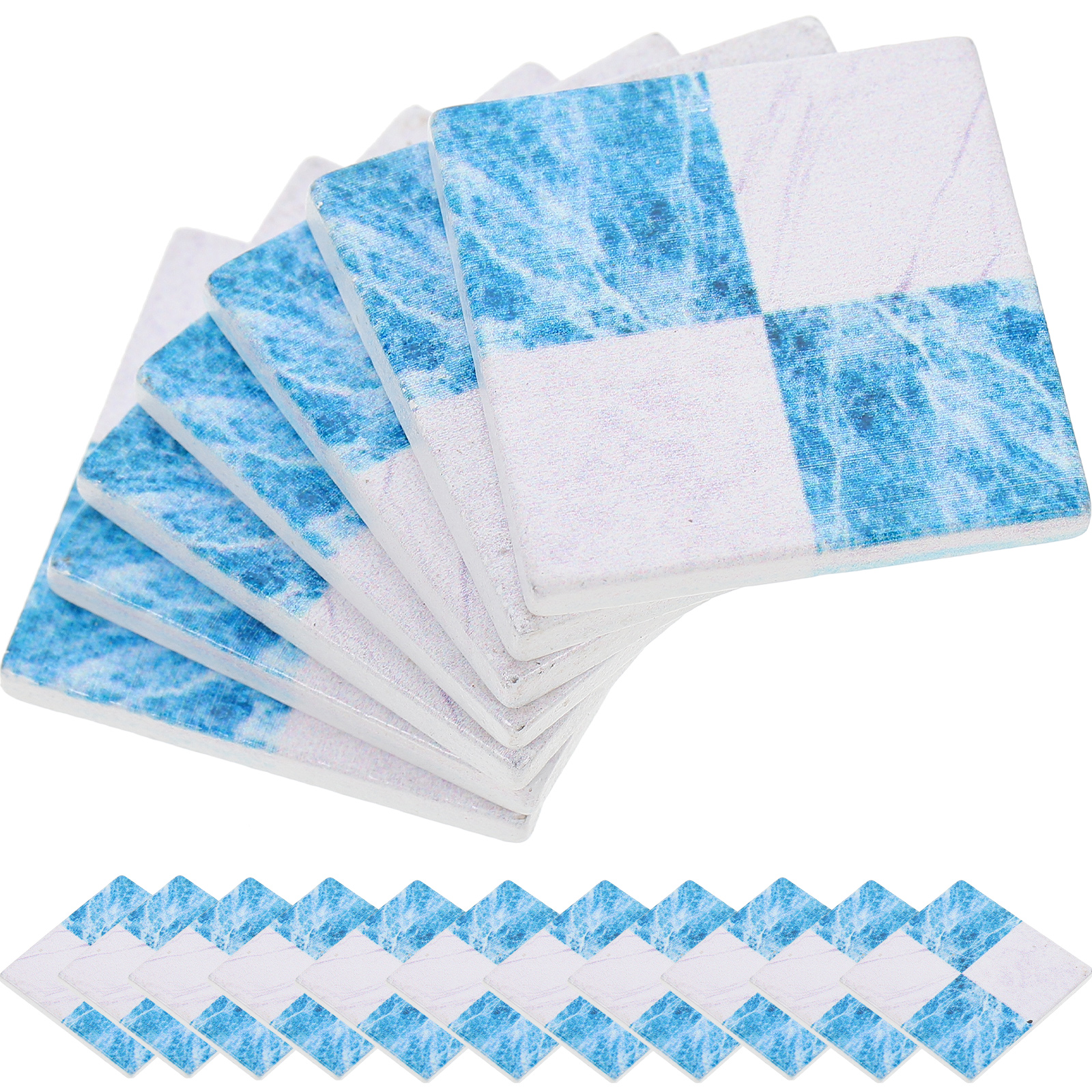 MERRYHAPY 36Set Skyblue Wooden Mini Flooring Decors for Fairy Gardens 1 ...