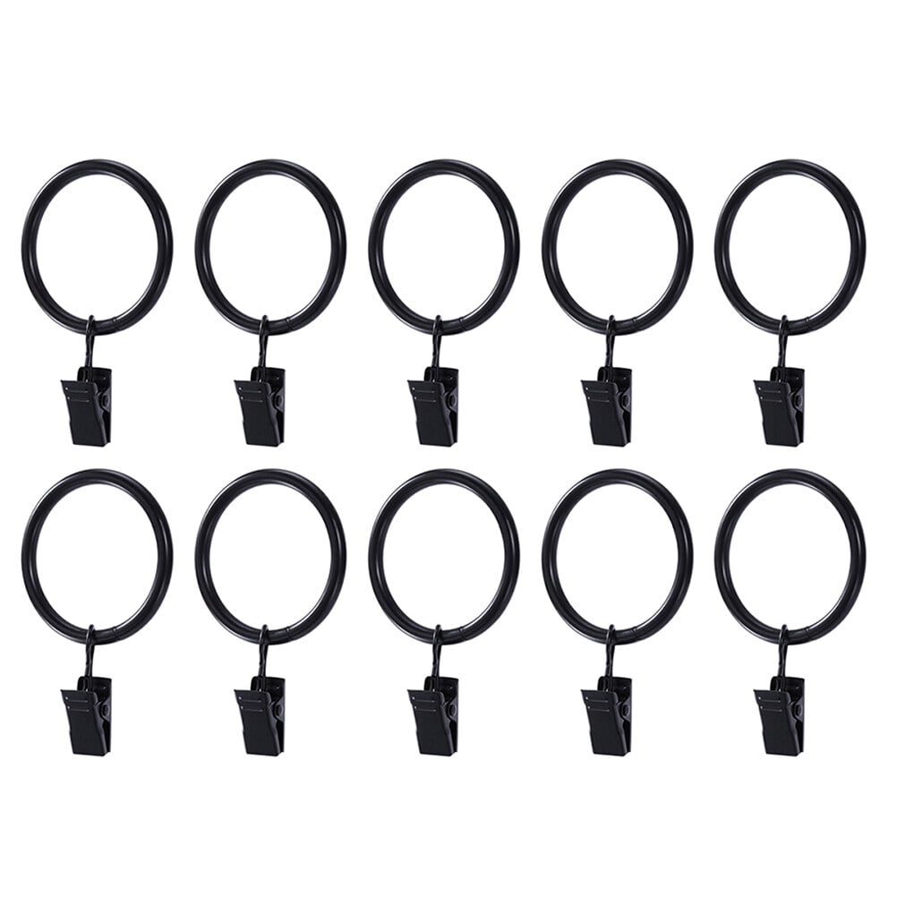 36 Pcs Drapery Ring with Clip Hook Curtain Shower Clips Rings Black ...