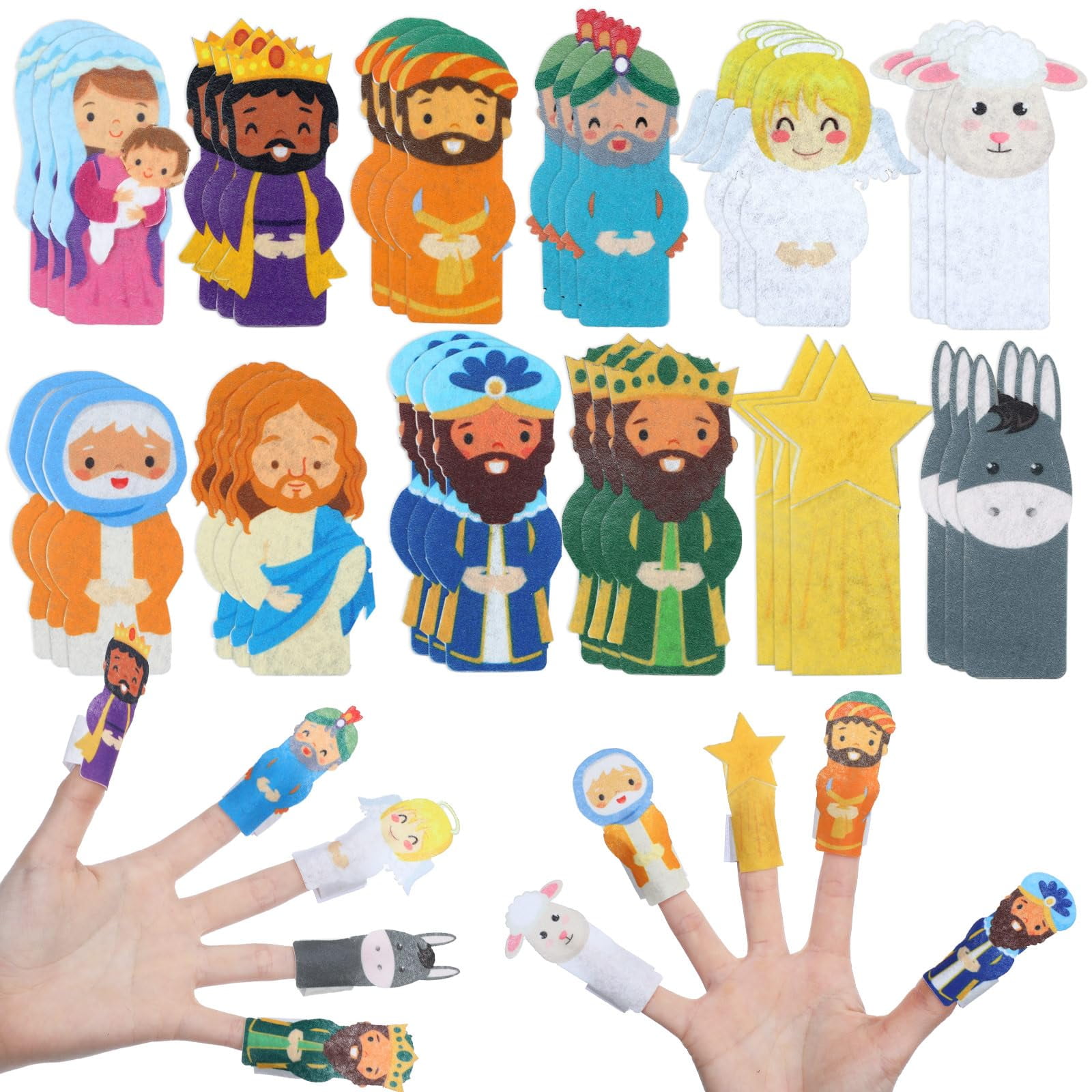 36 Pcs Easter Religious Finger Puppets Nativity Bible Toys Felt ...