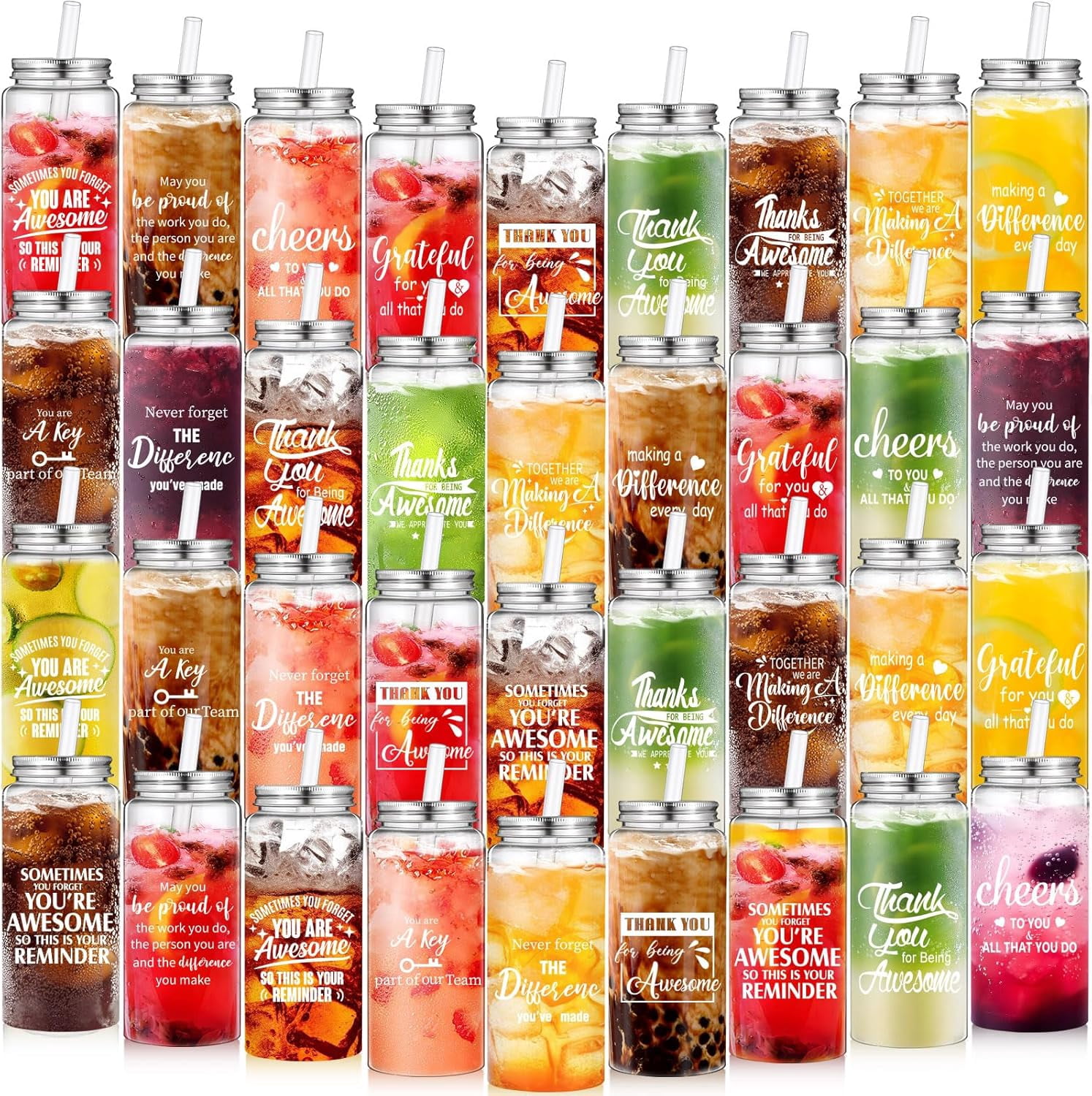 36 Pcs Employee Appreciation Gift 13.5 oz Tumbler with Lids and Straws ...