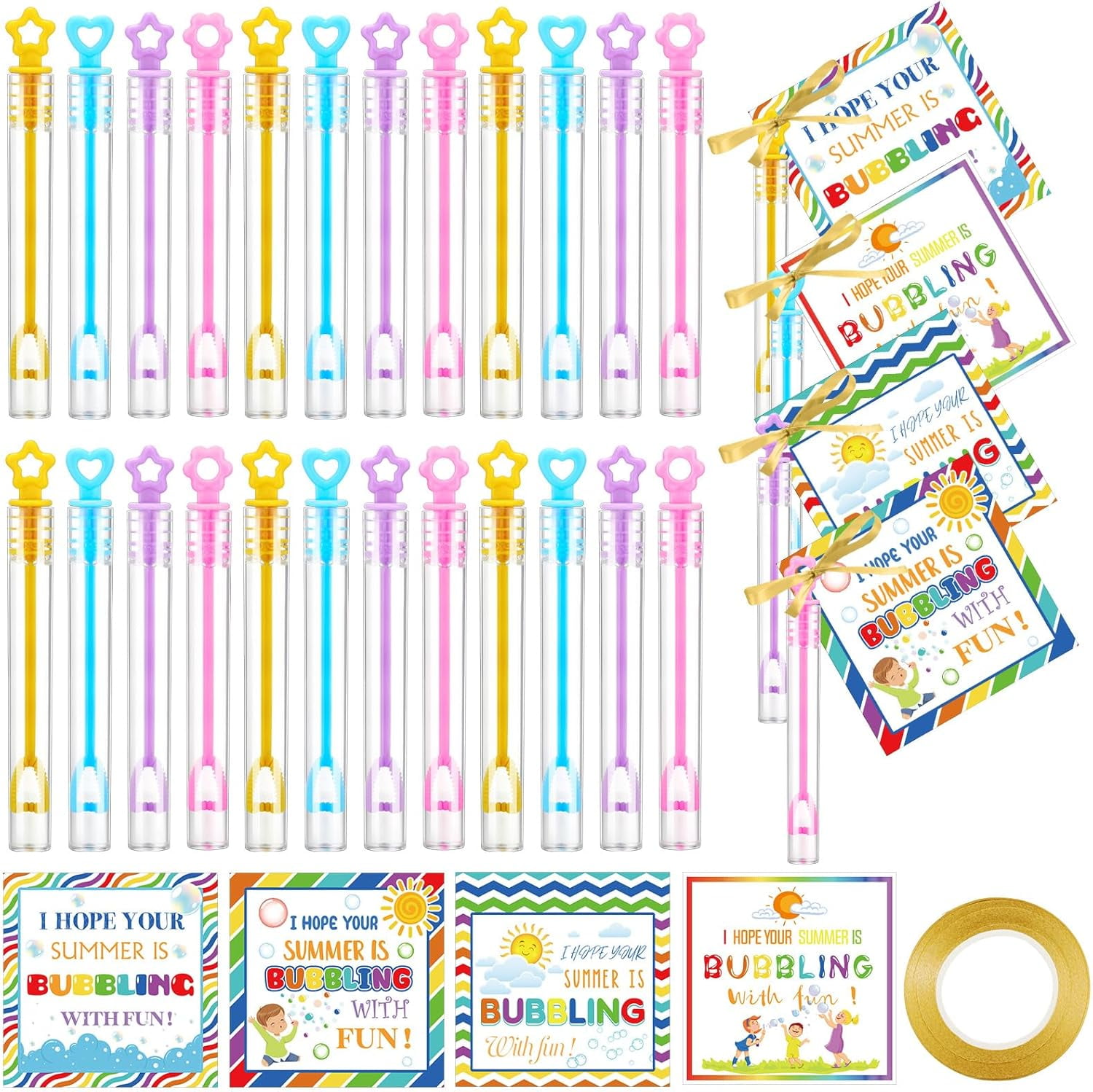 36 Pcs End of The Year Student Gifts Mini Bubble Wands with Summer Gift ...