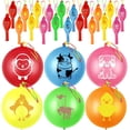 36 Pcs Farm Animals Punch Balloons with Rubber Band Handle Heavy Duty ...