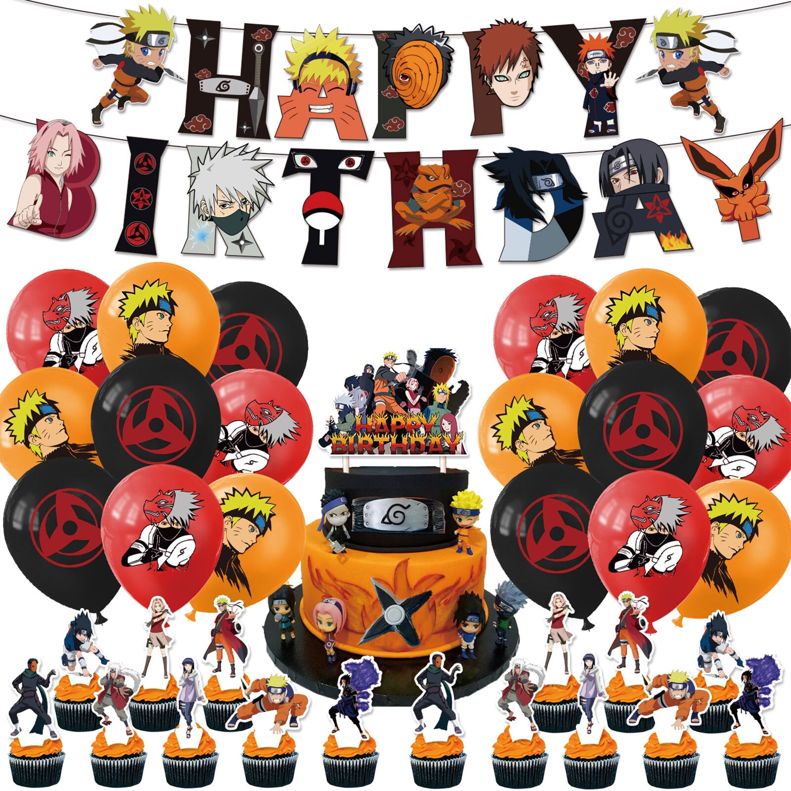 36-Pcs For Naruto Cartoon-Themed Party Decoration Set – Includes Banner ...