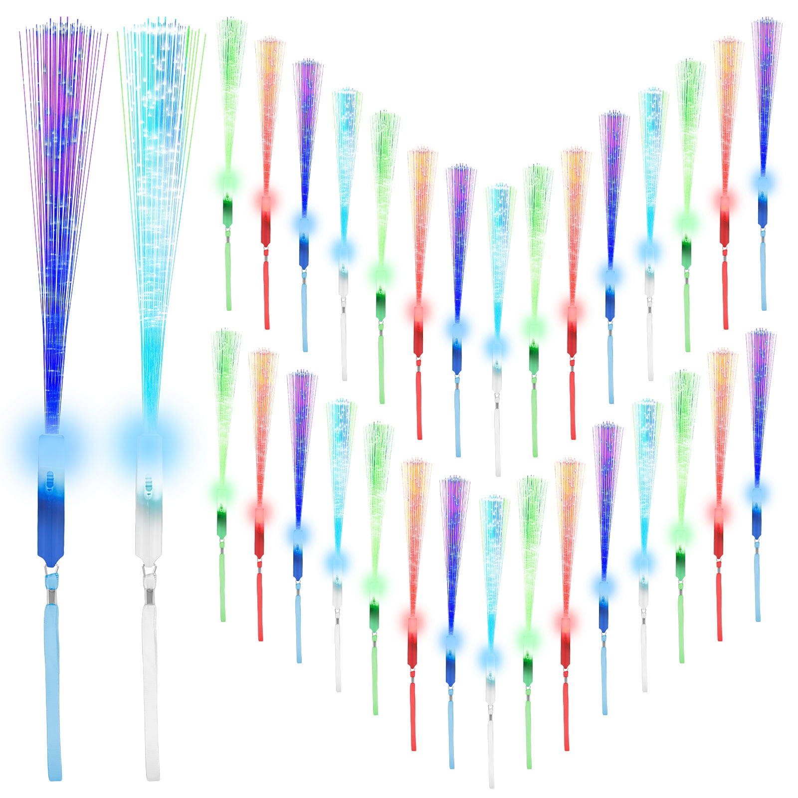 36 Pcs Glow Fiber Wands Sticks Halloween Party Favors LED Flashing Wand Glow Sticks Bulk Party ...