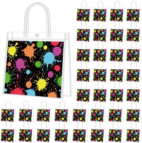 36 Pcs Glowing Clear Favor Bags with Handle Reusable Plastic PVC Gift ...