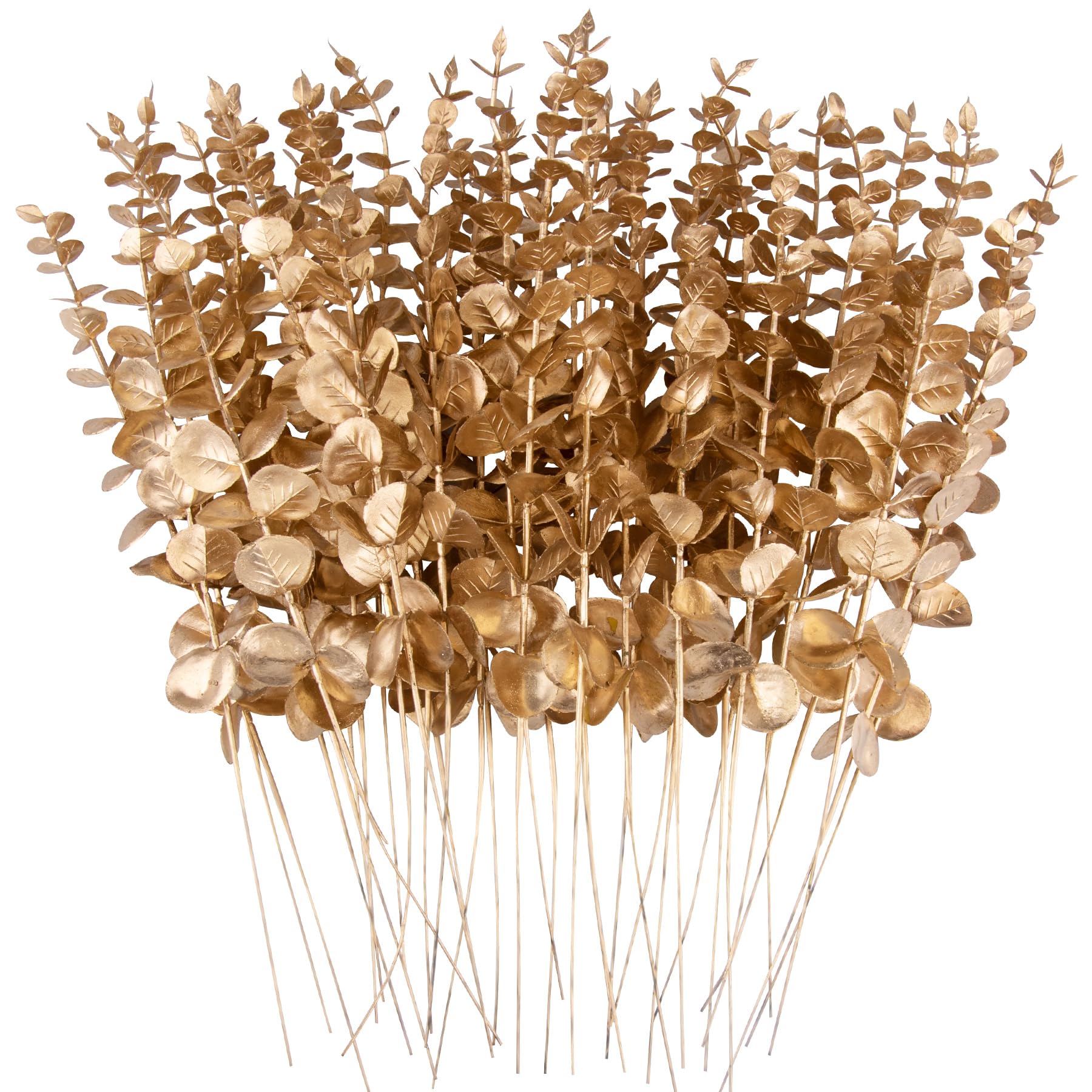 36 Pcs Gold Eucalyptus Stems Artificial Faux Leaves 15 Inch Branches ...