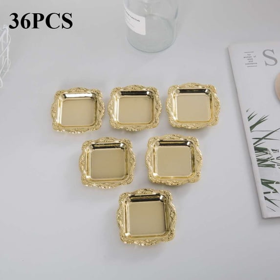 36 Pcs Golden Mini Plastic Trays,3.15×3.15 Inch Multipurpose Retro ...