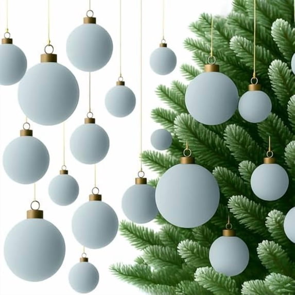 36 Pcs Gray Blue Velvet Christmas Balls Bulk - 2.36", 2.76", 3.15 ...
