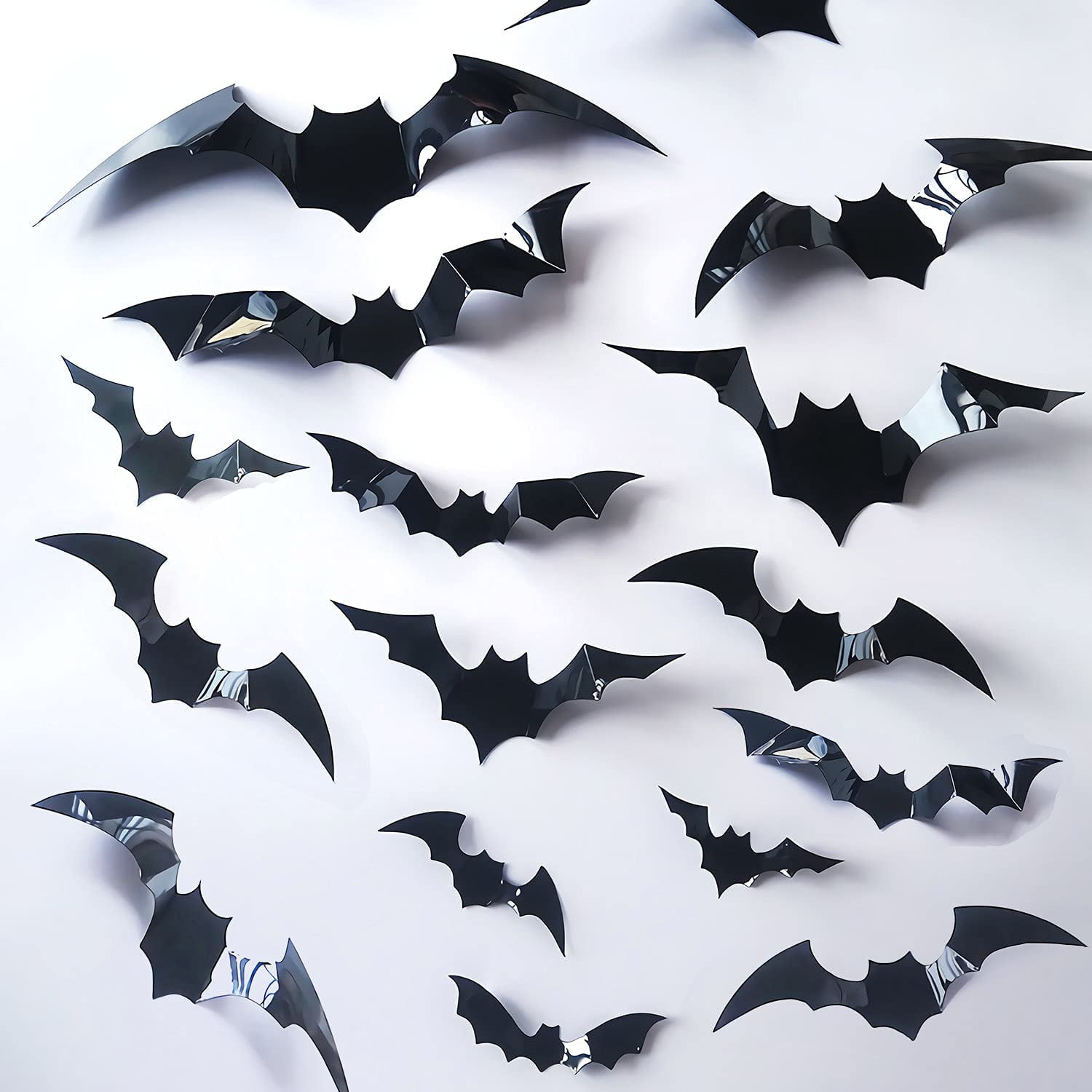 36 Pcs Halloween 3D Scary Black Bat Stickers, 3 Different Shapes Extra ...