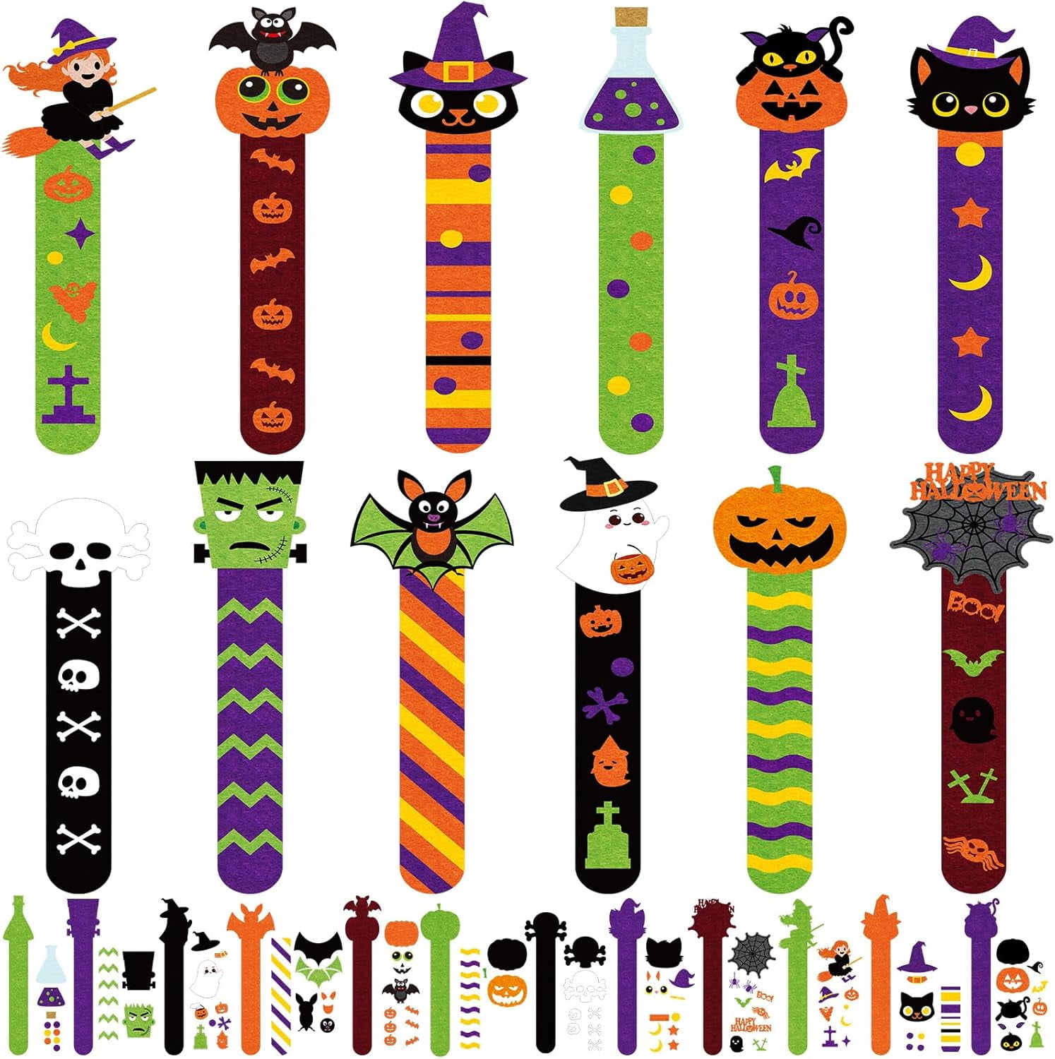 36 Pcs Halloween Bookmark DIY Crafts Party Favor Pack Halloween Make ...