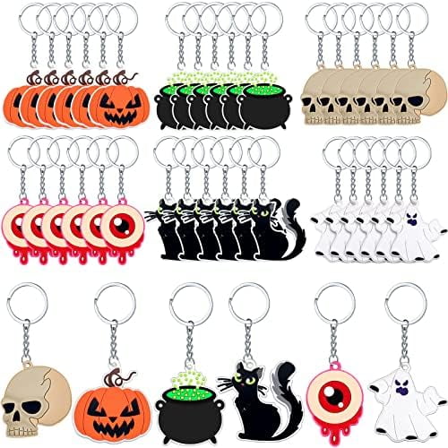 36 Pcs Halloween Keychain Horror Keychain Skeleton Keychain Eyeball ...