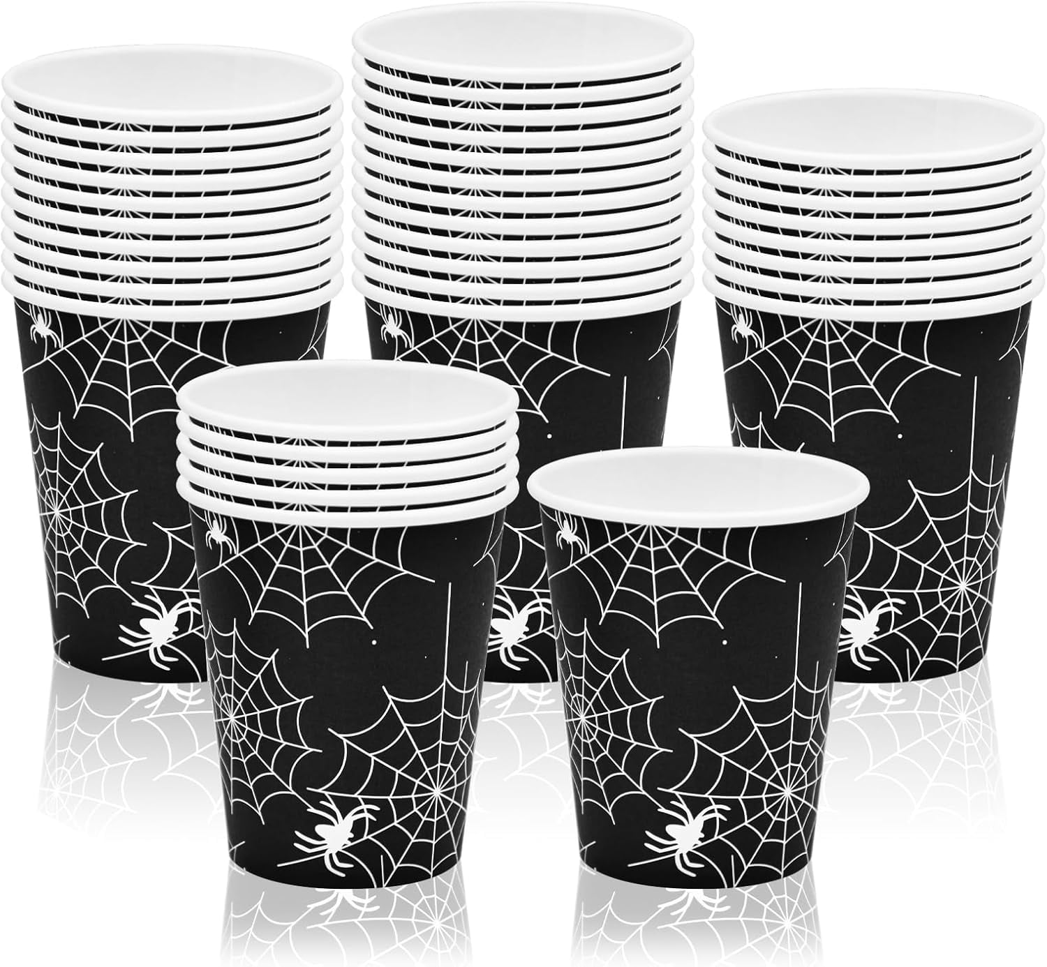 36 Pcs Halloween Spider Web Paper Cups – 9 oz Black and White ...
