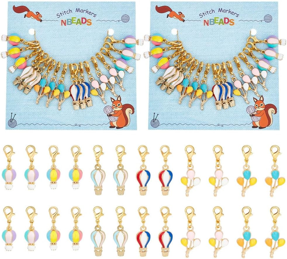 36 Pcs Hot Air Balloon Pendant Stitch Markers Enamel Crochet Stitch ...