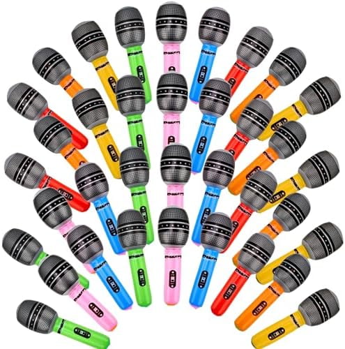 36 Pcs Inflatable Microphones Blow up Microphone Bulk Assorted Colors ...