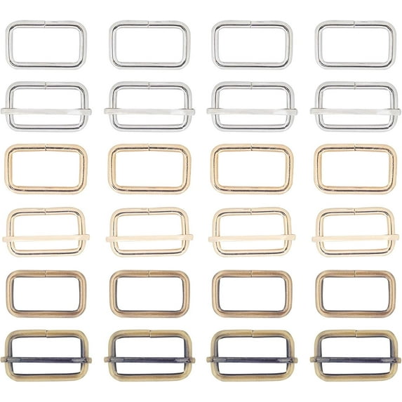 36 Pcs Iron Adjuster Slides Buckles 3 Colors Roller Pin Buckles Slider ...
