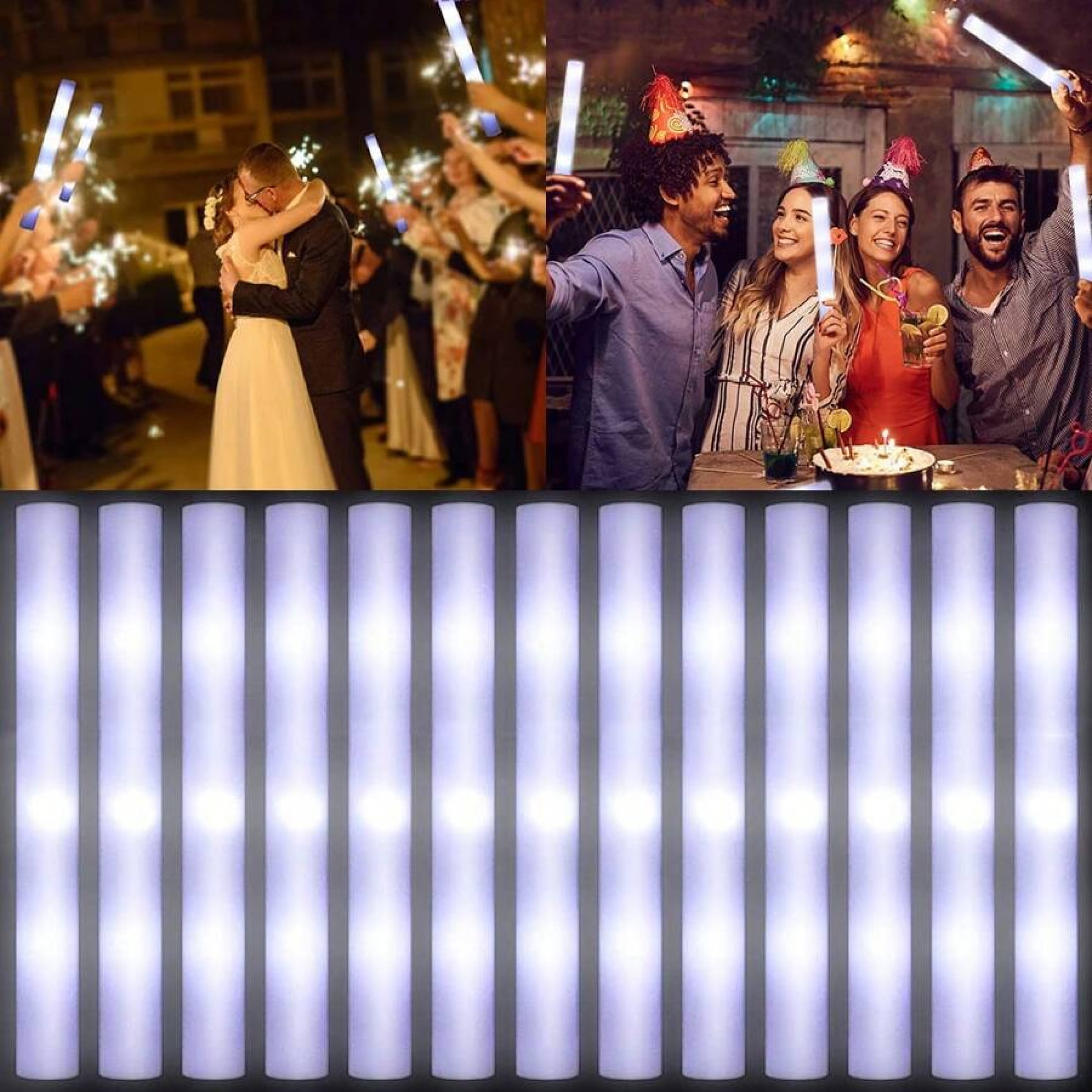 36 Pcs LED Glow Sticks Light Up Batons With 3 Modes Flashing Light Up ...