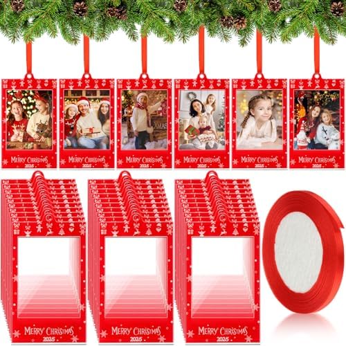 36 Pcs Merry Christmas Picture Frame Ornaments 2025 Acrylic 2 x 3 Frame ...