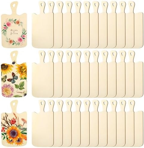 36 Pcs Mini Wood Cutting Boards for Crafts, Rectangle Unfinished Wooden ...