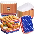 36 Pcs Patriotic Plates Paper Trays Memorial Day 4th of July Disposable ...