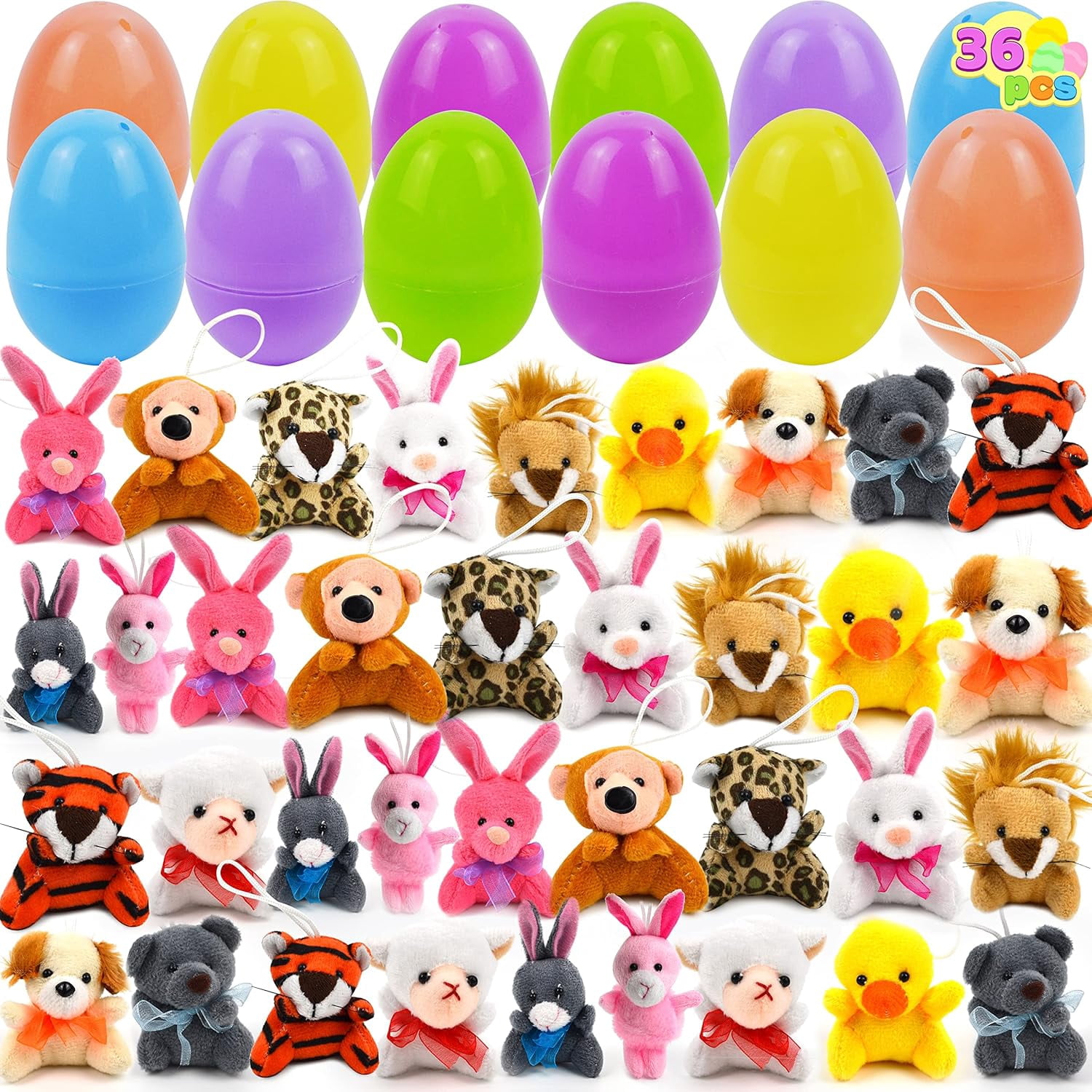 36 Pcs Pre-Filled Easter Eggs Filled with Plush Animal Toys for Kids ...