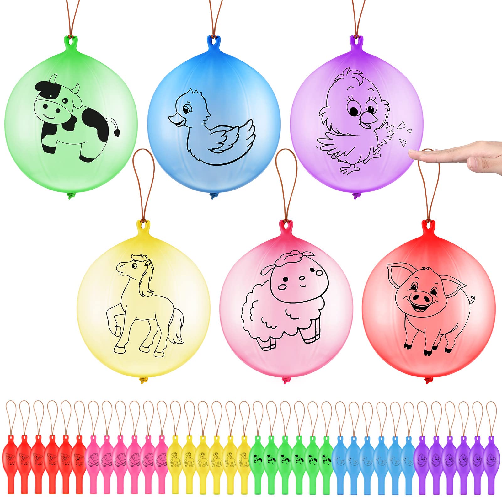 36 Pcs Punch Balloons Farm Animal Punching Balloon Farmhouse Party ...