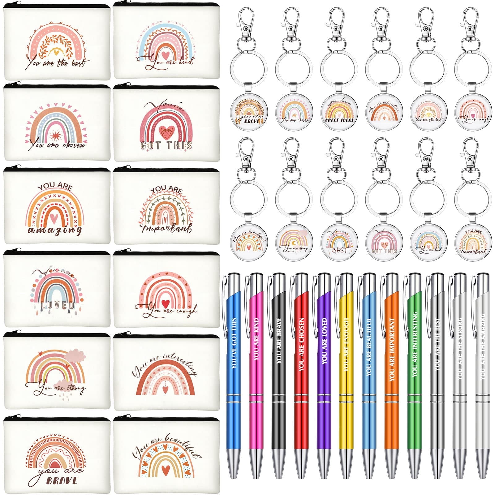 36 Pcs Rainbow Cosmetic Bag Sets Christmas Inspirational Gifts for ...