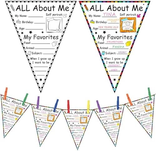 36 Pcs Read All About Me Students Posters Elementary Banner Pennants 7 ...