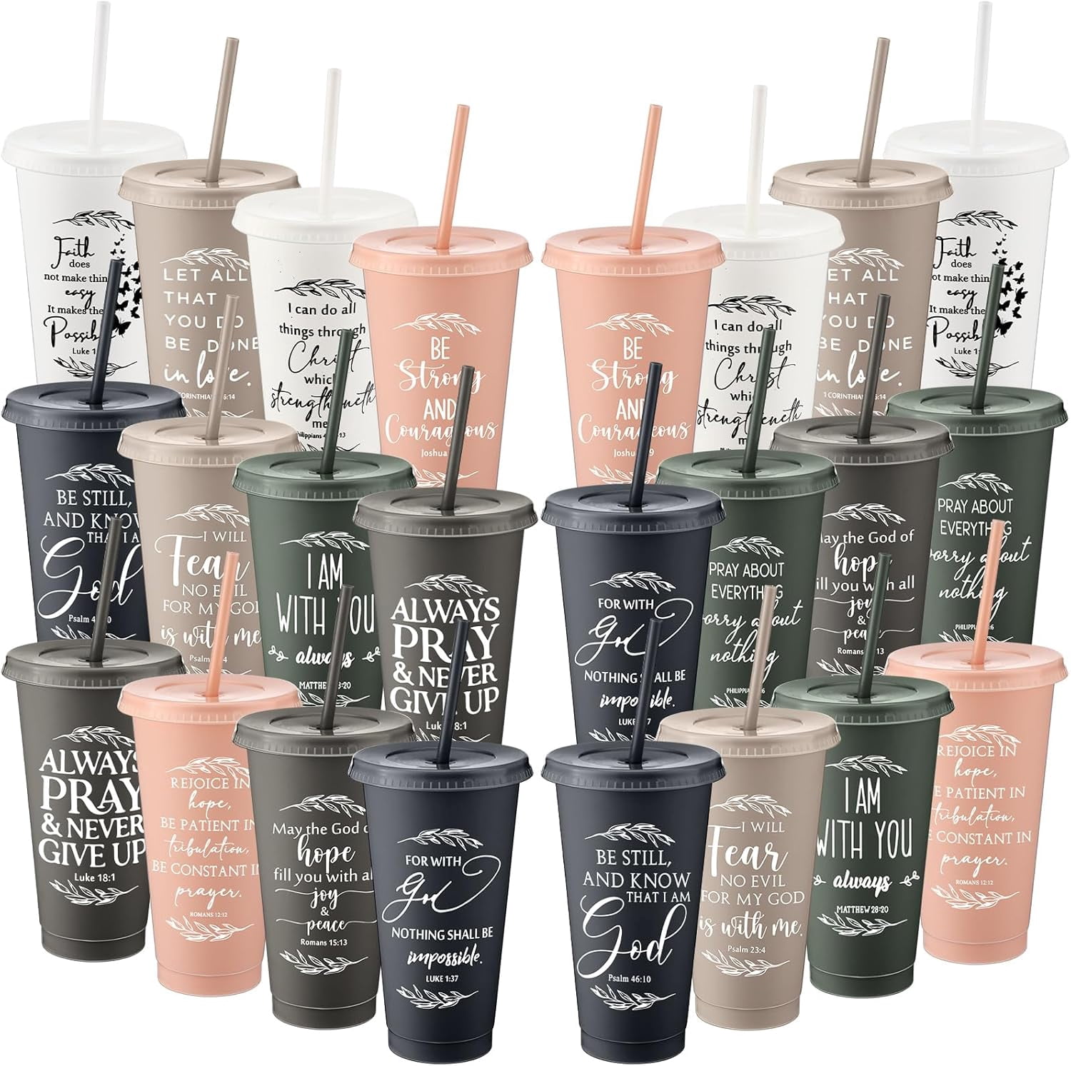 36 Pcs Religious Inspirational 24 oz Tumbler Set with Lid and Straw, PP ...