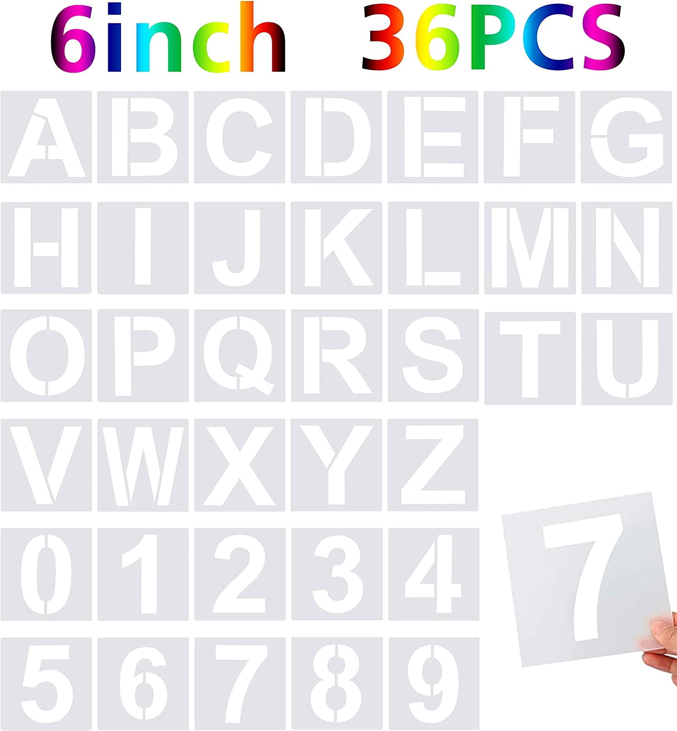 36 Pcs Reusable Large Alphabet Letter Stencils and Number Stencils for ...