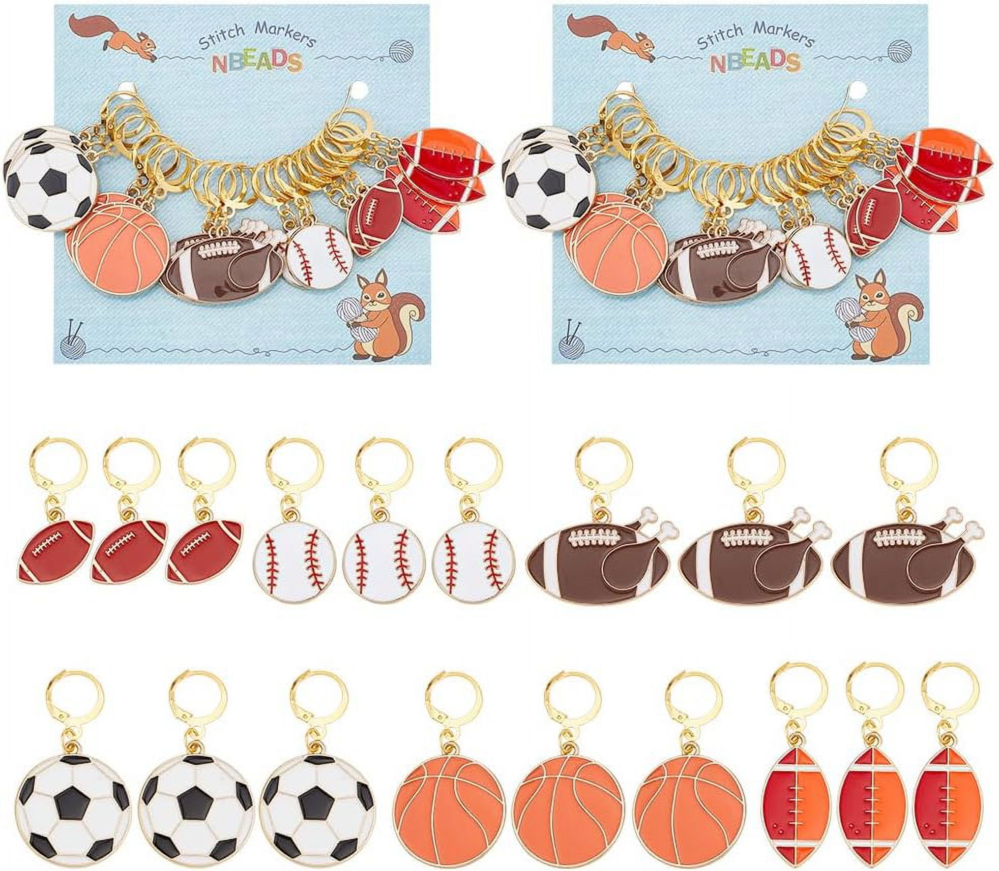 36 Pcs Rugby/Football/Basketball/Baseball Stitch Markers Enamel Crochet ...