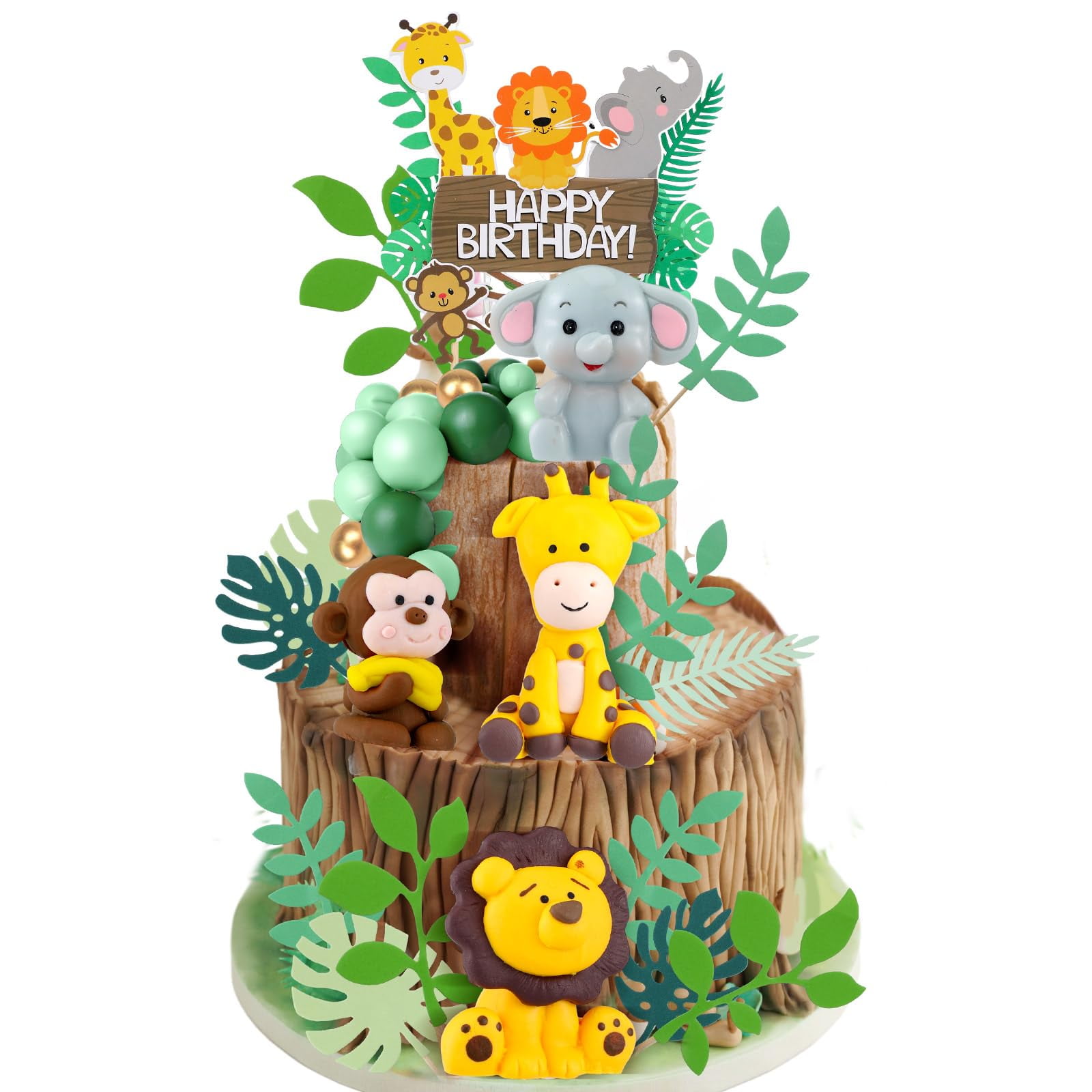 36 Pcs Safari Cake IFF17 Topper Leaves Cake Decorations Elephant ...