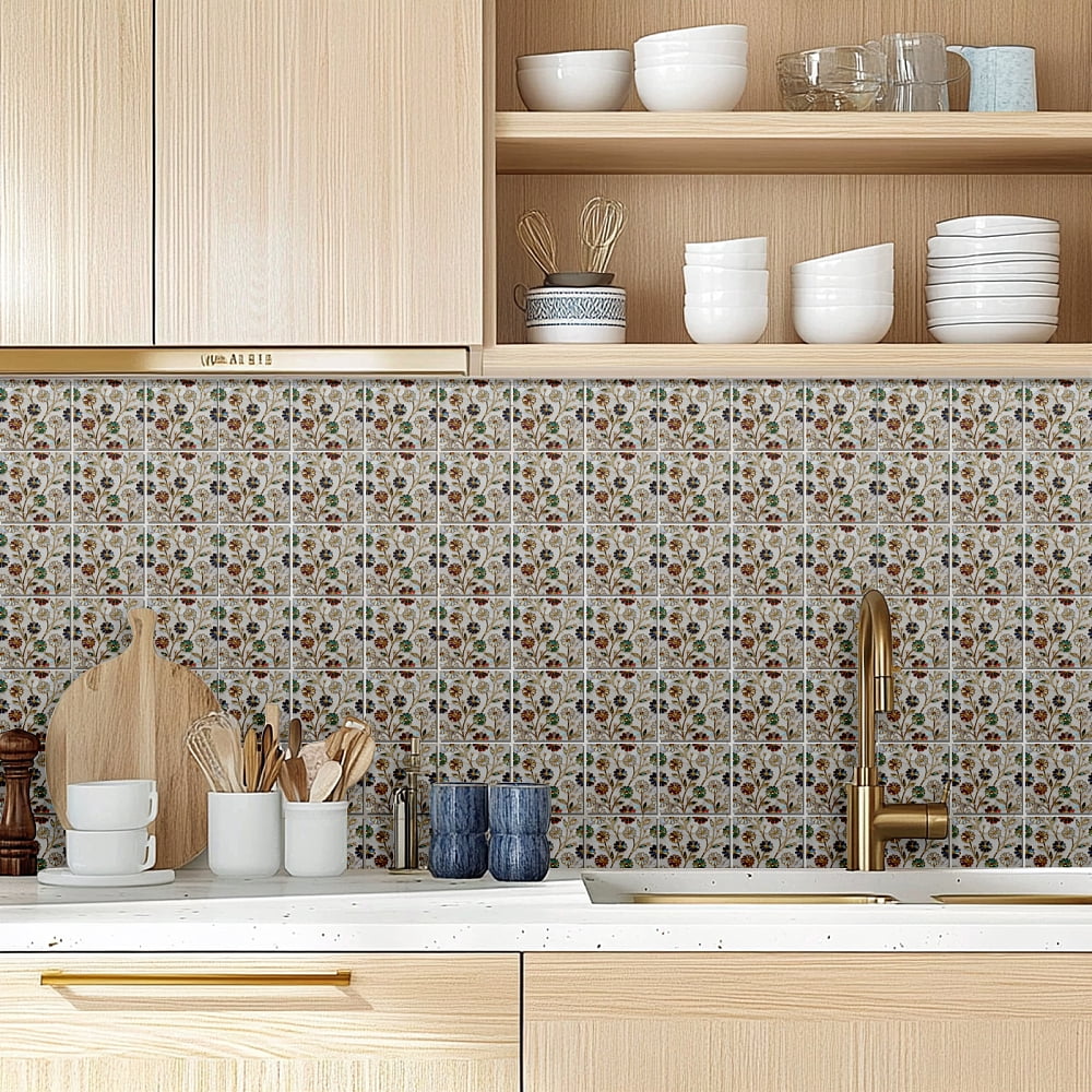 36 Pcs Shell White Tile Stickers Flowers Peel and Stick Wall Tile ...