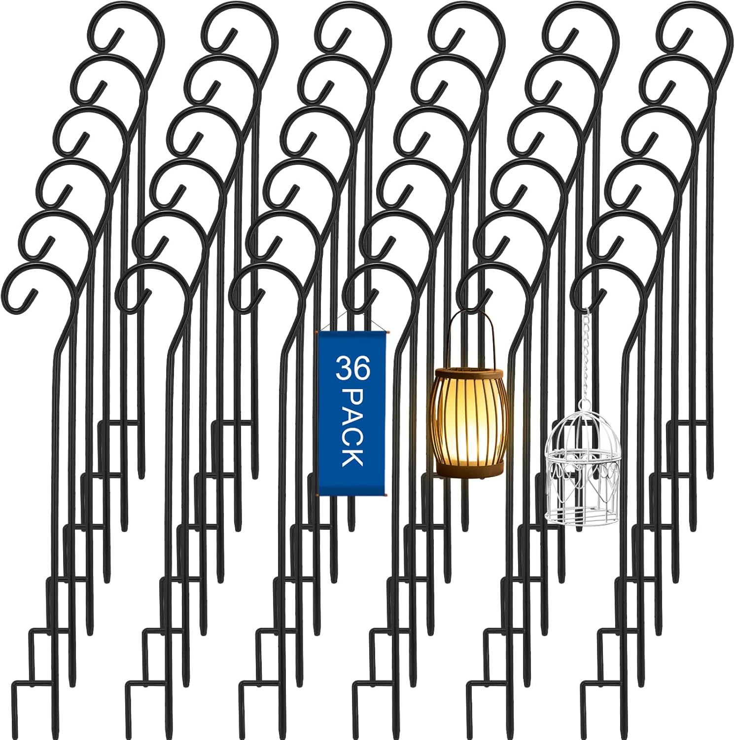 36 Pcs Shepherd Hooks 32 Inch 1/3 Thick Curled Metal Garden Hook ...