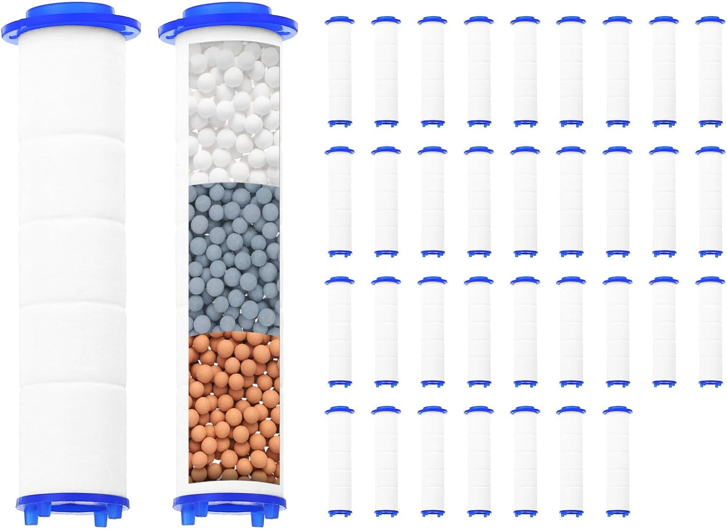 36 Pcs Shower Head Filter with Calcium Balls 3.5 Inch PP Cotton Filter ...