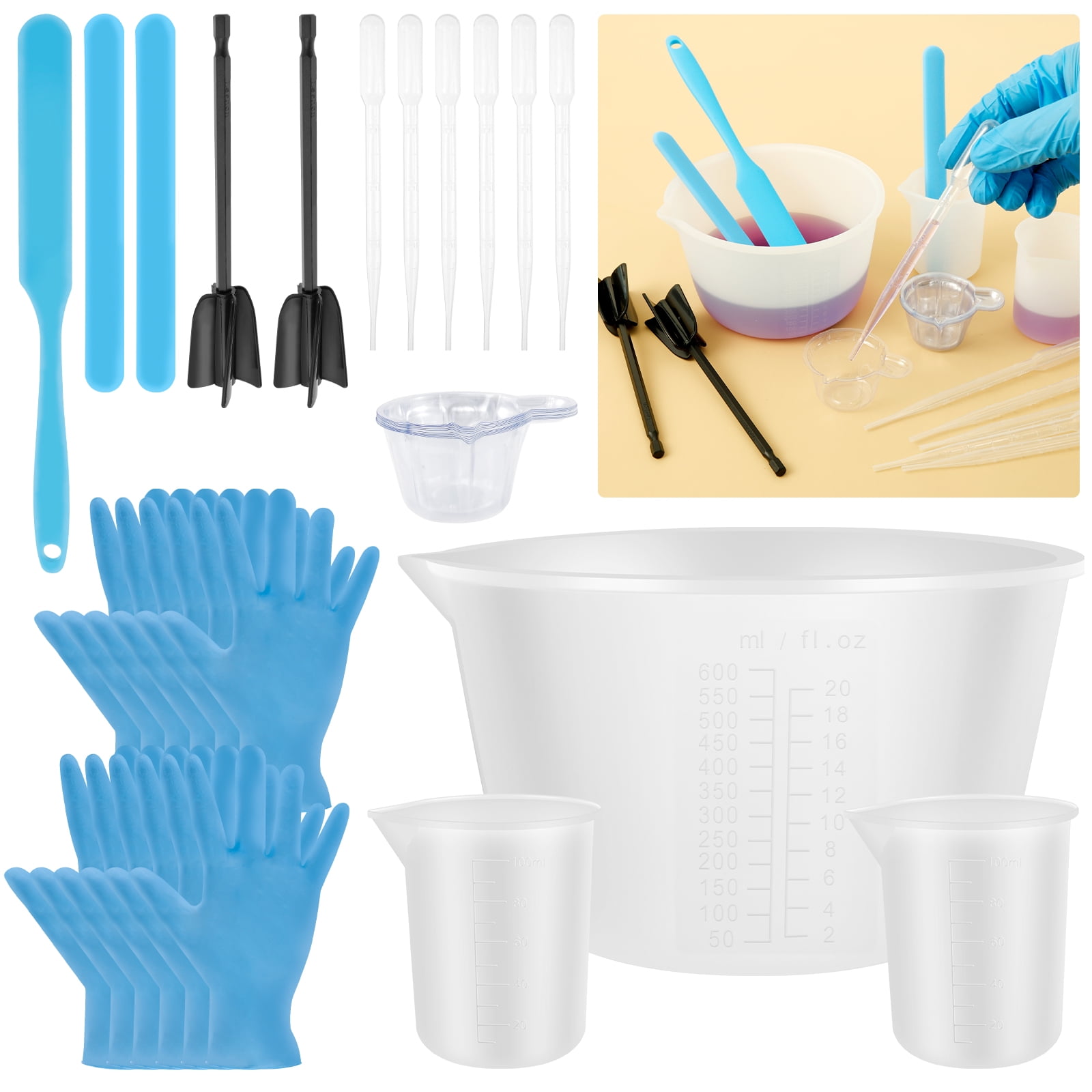 36 Pcs Silicone Resin Measuring Cups Tool Kit Reusable Silicone Resin ...