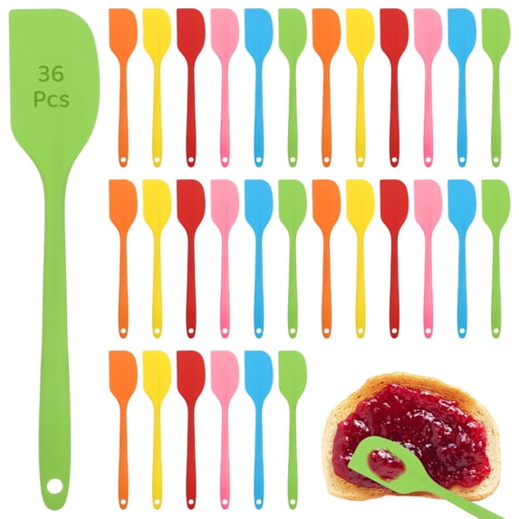 36 Pcs Silicone Spatulas, Multi-Color 8.3 Inch Baking Scrapers, Long ...