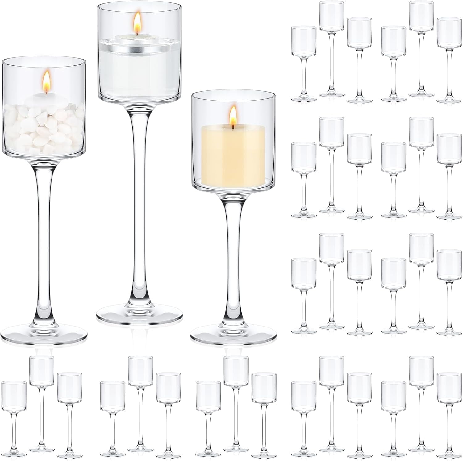 36 Pcs Tall Glass Candle Holder Clear Tea Light Candle Floating Holder ...