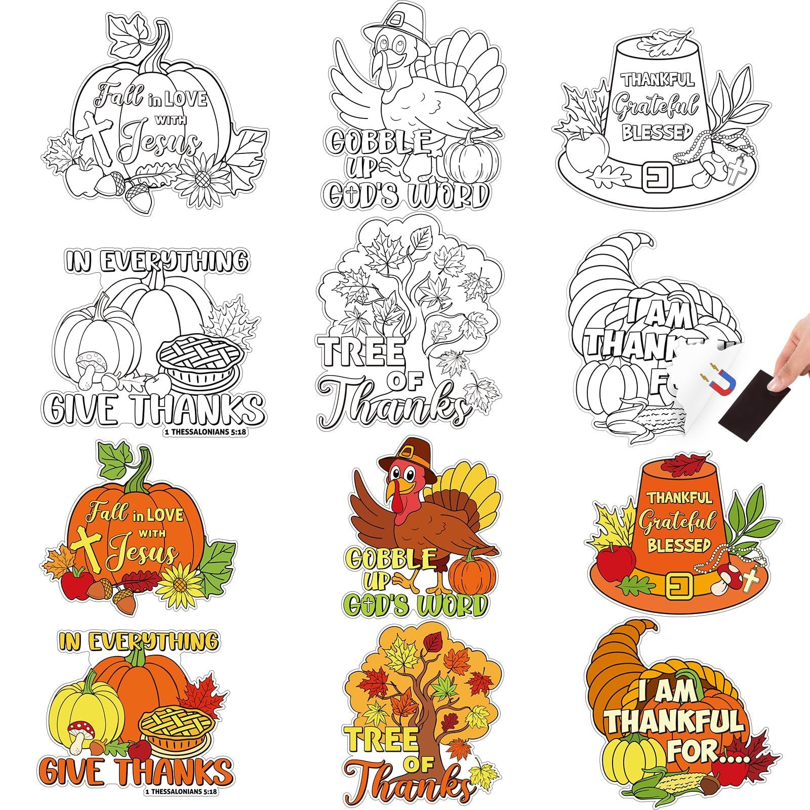 36 Pcs Thanksgiving Christian Crafts Kit Thanksgiving Turkey Pumpkin ...