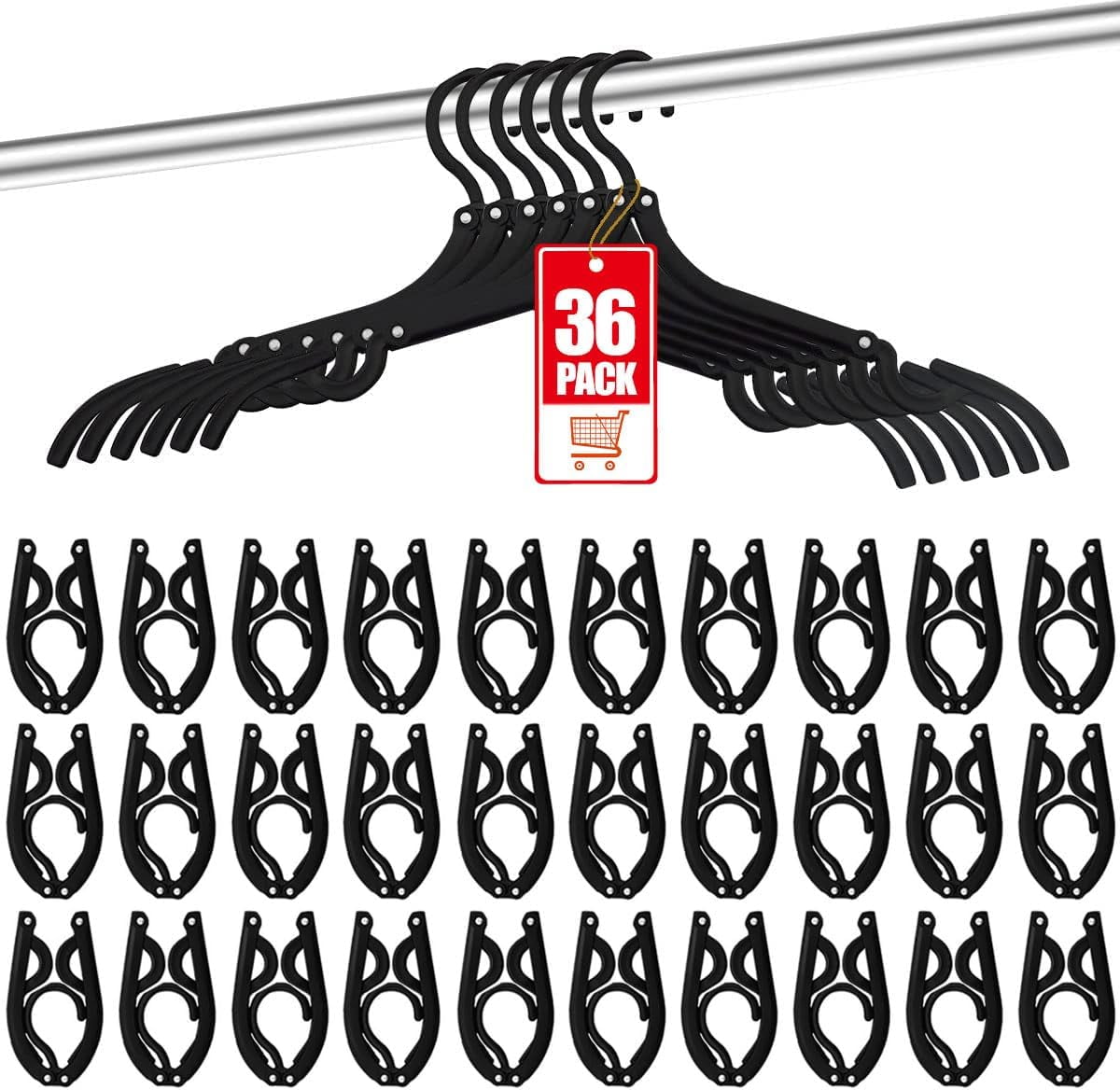 36 Pcs Travel Hangers Cruise Ship Essentials Portable Folding Clothes ...