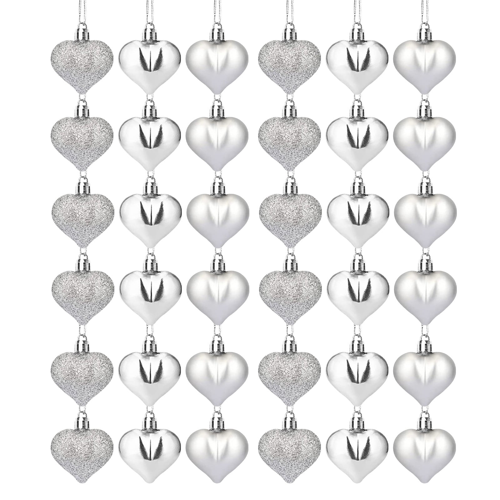 36 Pcs Valentine's Day Heart Ornaments, Heart Shaped Decorations Tree ...