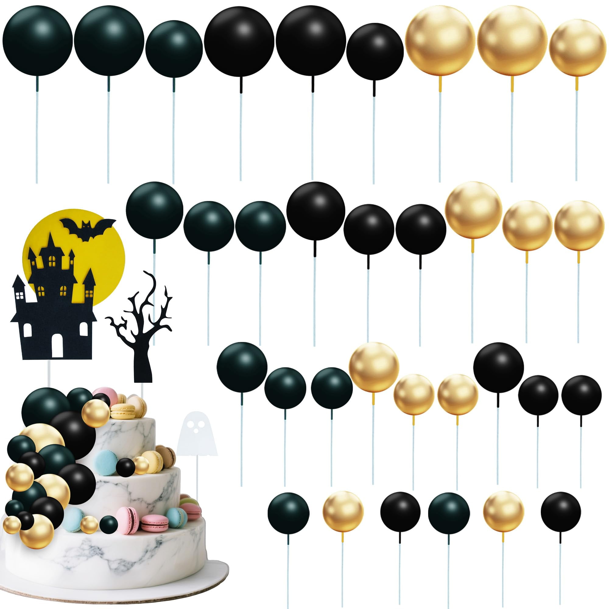 36 Pcs Wicked Cake Decorations Ball COC1Cake Toppers Balloon Cupcake ...
