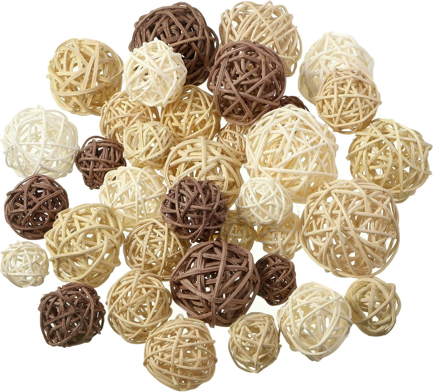 36 Pcs Wicker Rattan Balls Decorative Balls for Vase Centerpiece Bowls ...